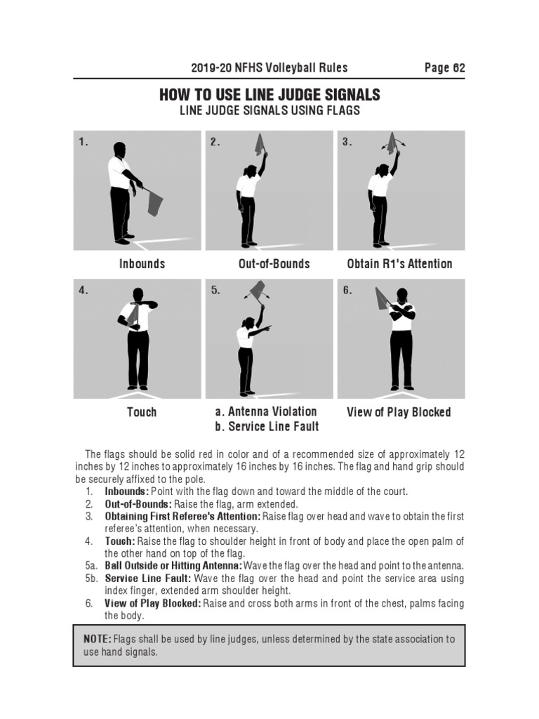 2019 20 Line Judge Signals | PDF | Volleyball | Hand