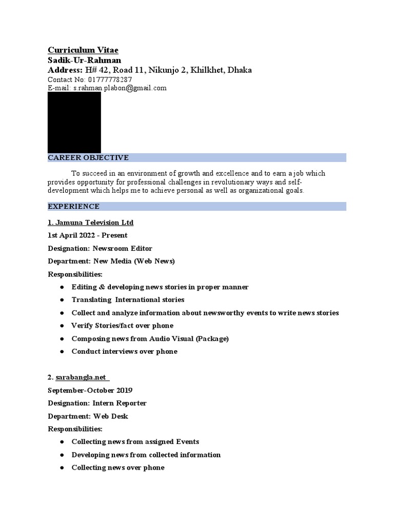 CV and Cover Letter of Sadik-Ur-Rahman | PDF | News | Human Communication