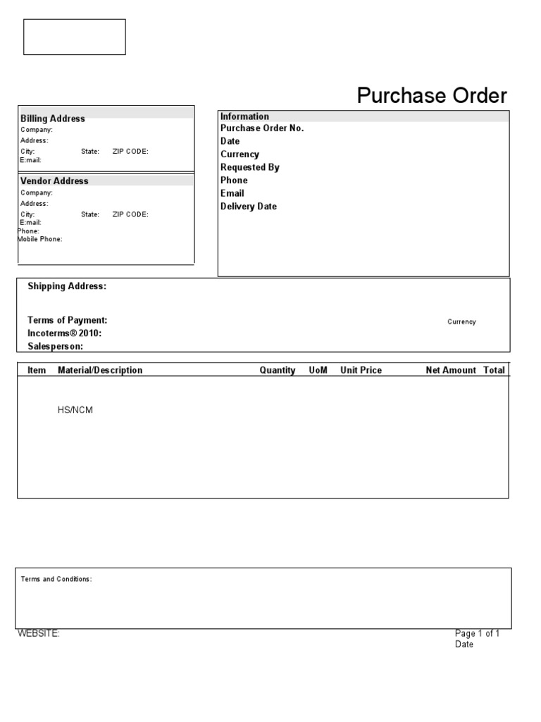 Purchase Order and Billing Template | PDF