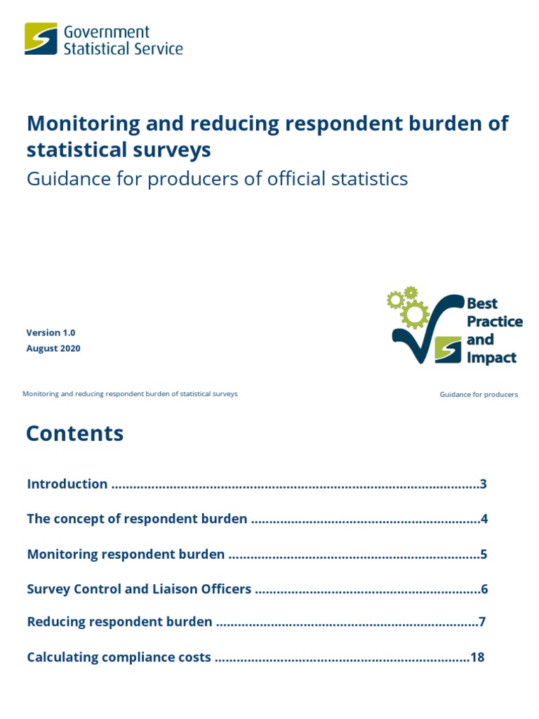 Monitoring and Reducing Respondent Burden of Statistical Surveys ...