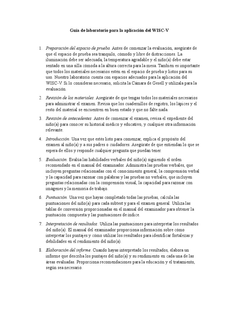 Guia para Aplicar WISC-V | PDF | Ciencia cognitiva | Cognición