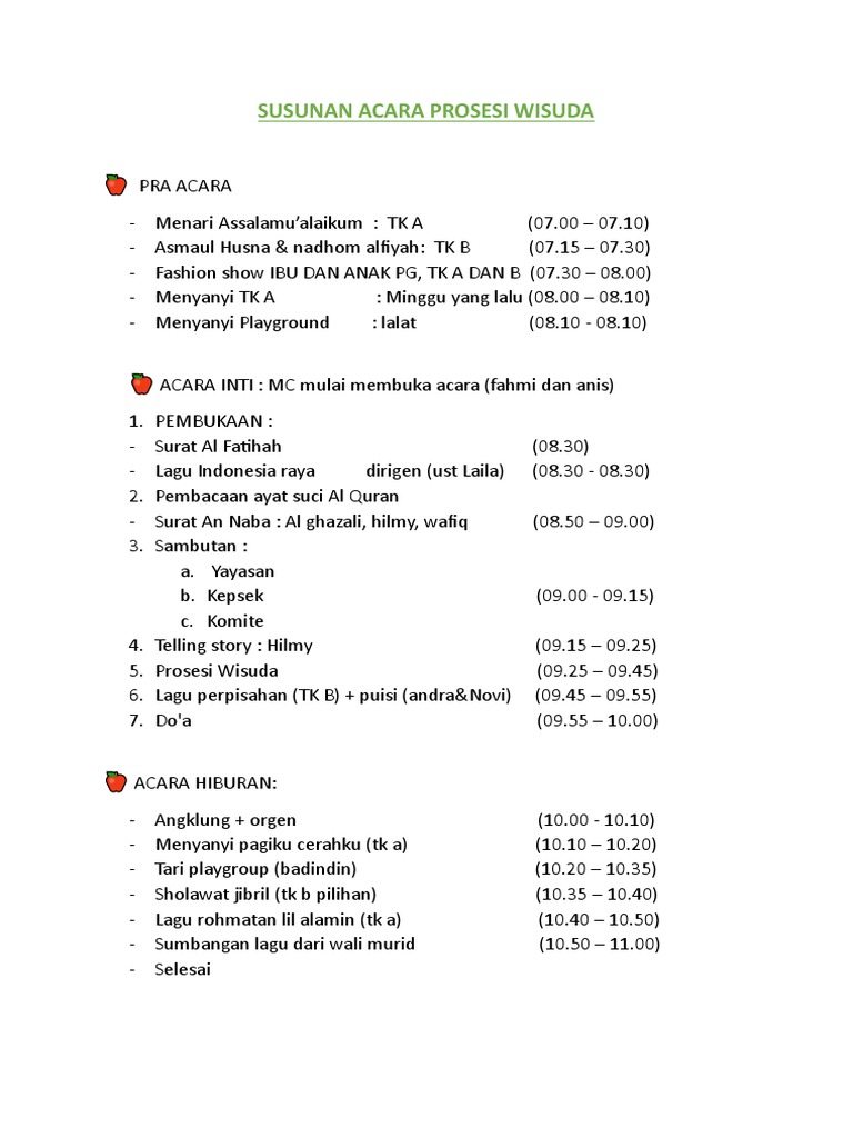 Susunan Acara Prosesi Wisuda | PDF