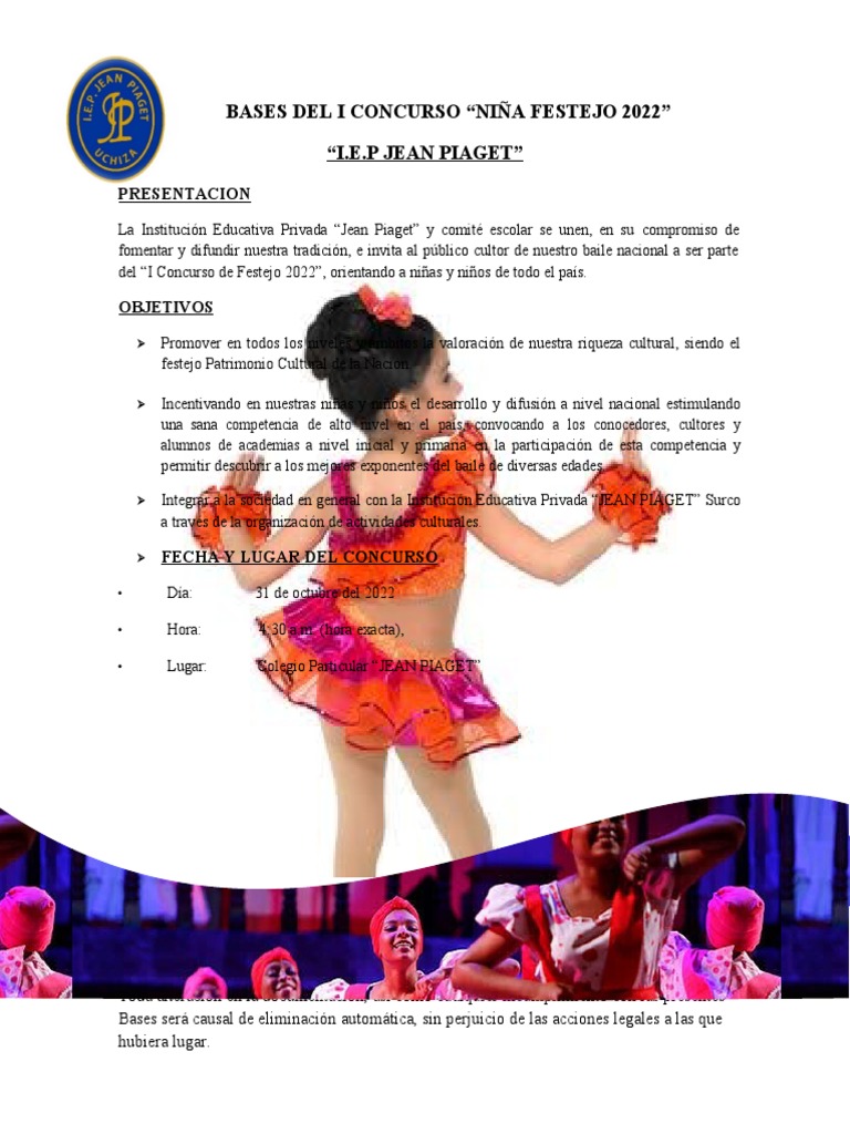 Bases Del Concurso Niña Festejo | PDF | Bailes