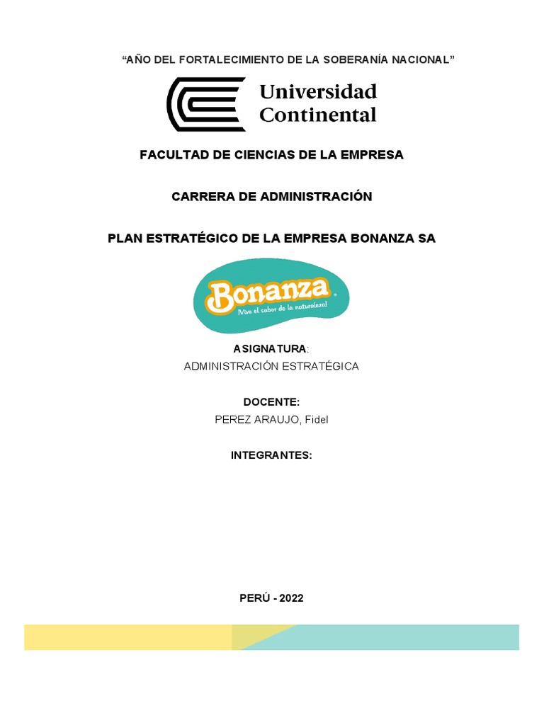 Plan Estratégico - Bonanza SAC | PDF | Business | Perú
