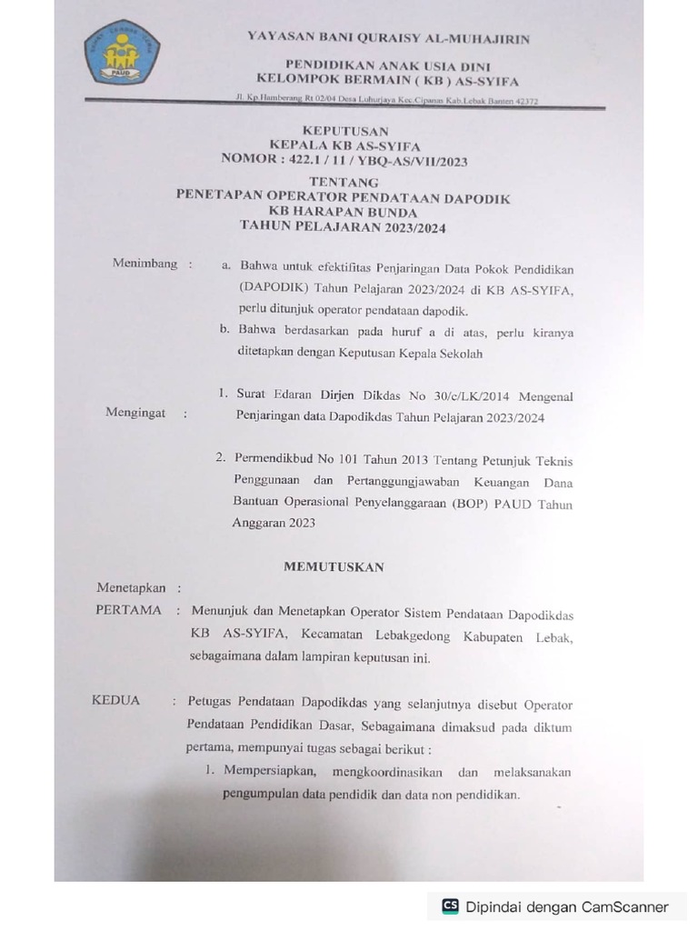 SK Ops KB Assyifa | PDF