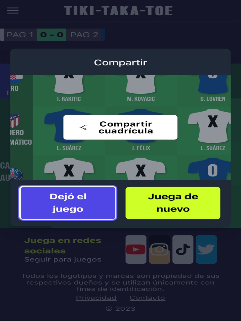 Tiki-Taka-Toe - Juego de Footy Tic Tac Toe | PDF