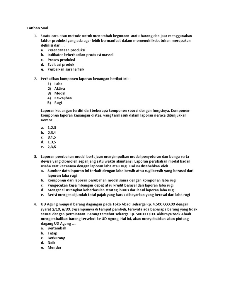Latihan Soal KWU - Octavianasabiladewi7@ | PDF