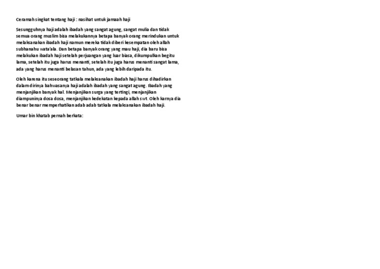 Ceramah Singkat Tentang Haj1 | PDF