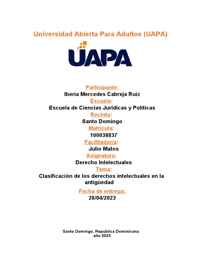 Tarea 1 Derechos Intelectuales Iberia Cabreja | PDF | Propiedad ... Tarea 1 Derechos Intelectuales Iberia Cabreja | PDF | Propiedad ...