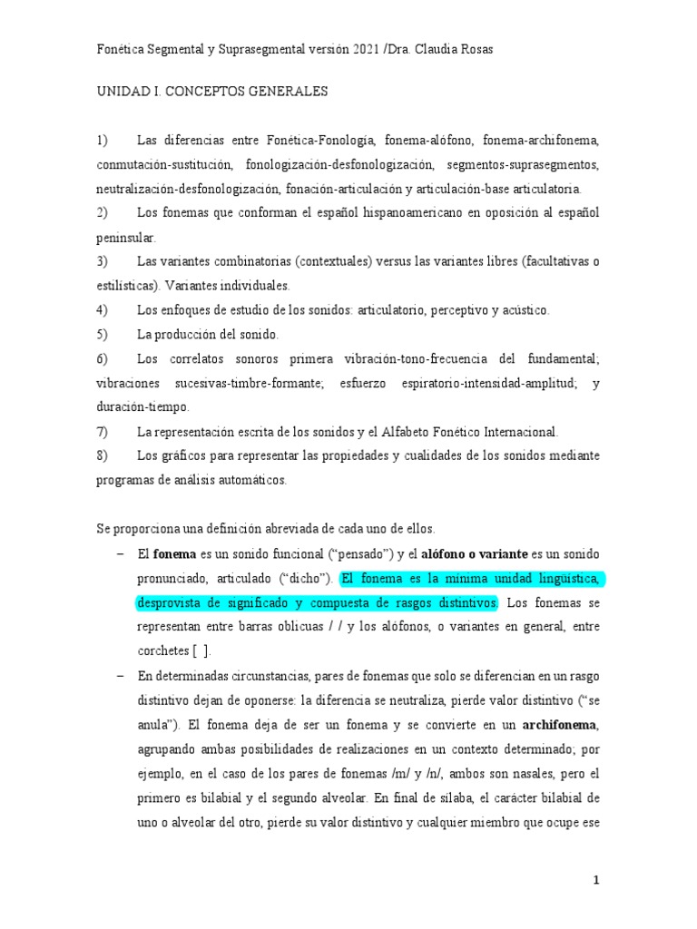 Unidad 1 Conceptos Fonética | PDF | Fonema | Fonética
