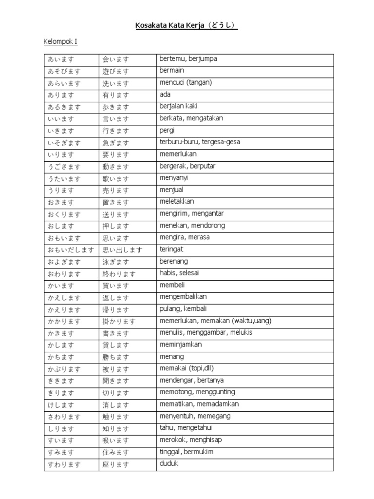 Kosakata Kata Kerja | PDF
