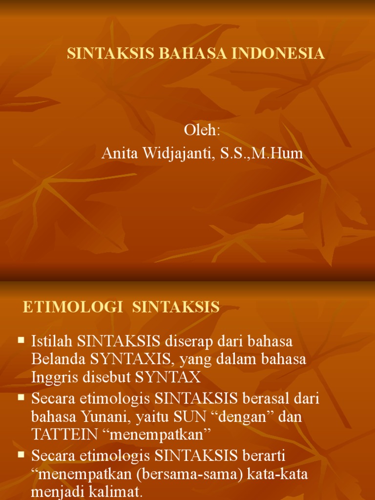 Sintaksis Bahasa Indonesia | PDF