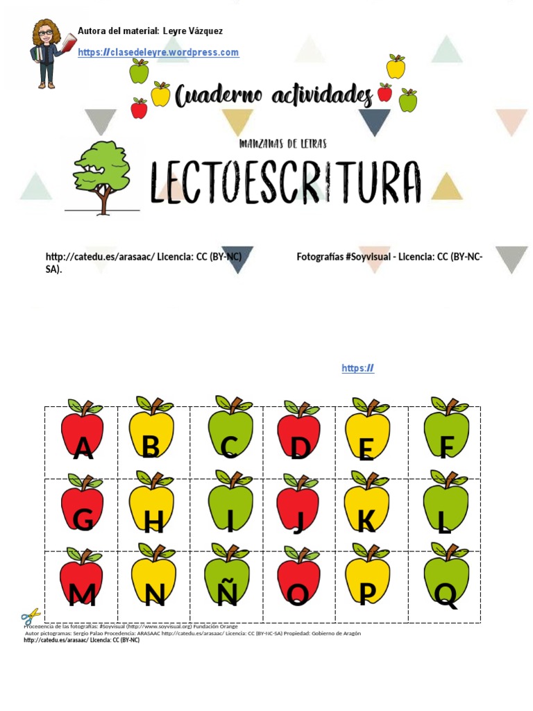 Cuaderno Actividades Manzanas de Letras Palabras Bisilabas | PDF