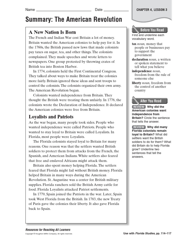 American Revolution Text and Questions | PDF | American Revolution ...