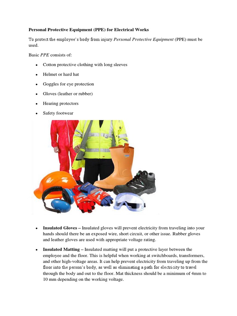 PPE Guidelines for Electrical Safety | PDF | Insulator (Electricity ...