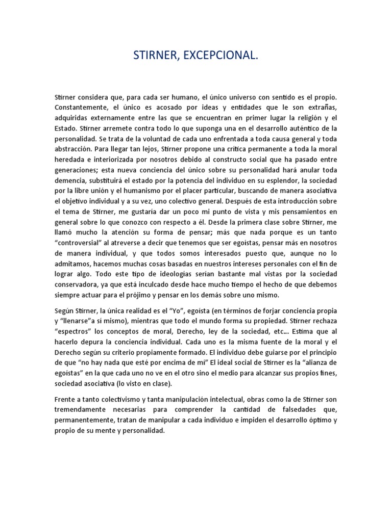 STIRNER | PDF | Pensamiento | Sociedad