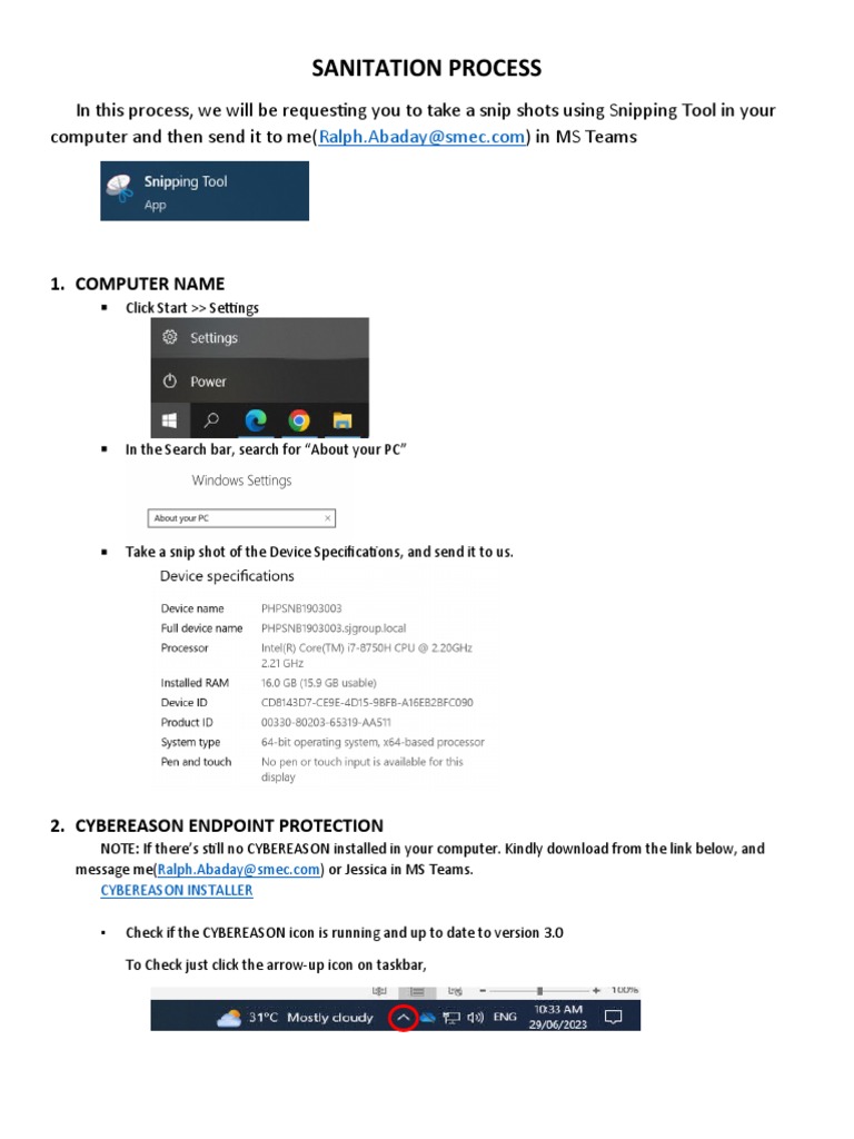 Sanitation Process | PDF | Windows Registry | Utility Software