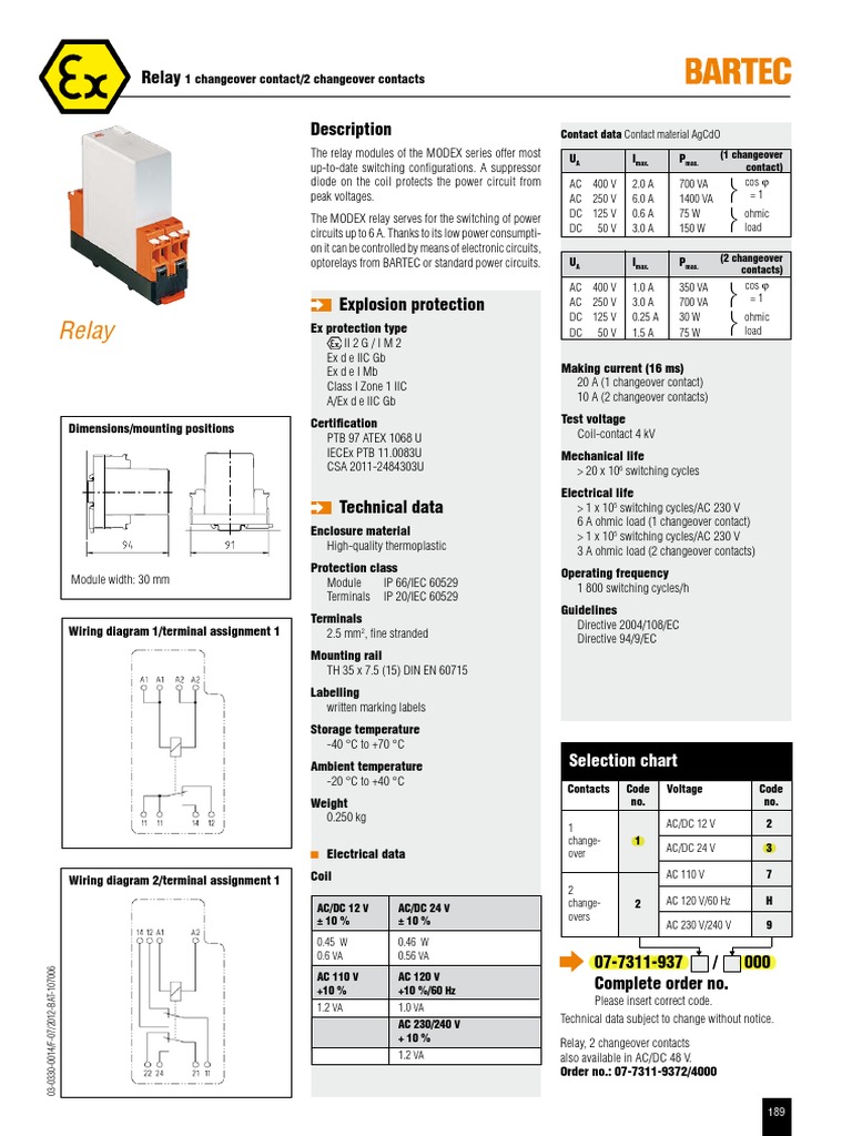 Relevant Bartec Relay Catalogue | PDF | Alternating Current | Relay