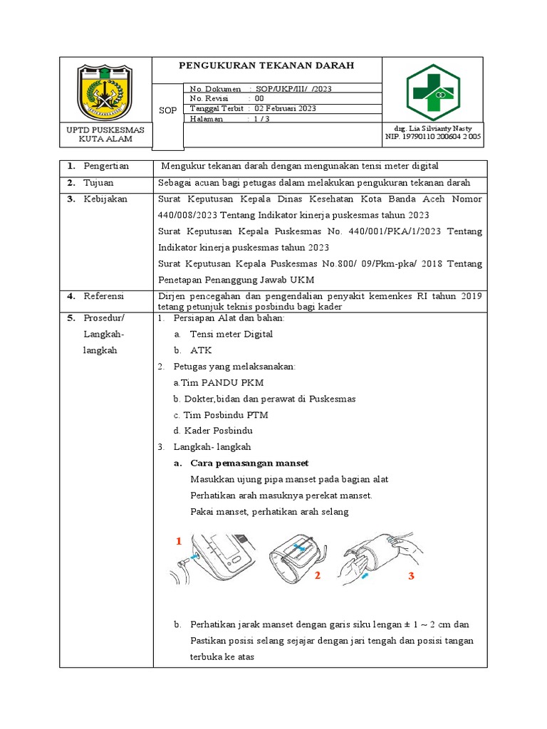 Sop Pengukuran Tekanan Darah | PDF