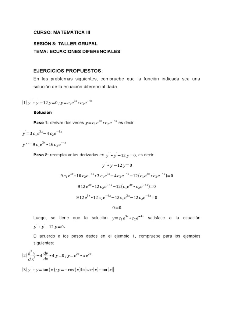 Ejercicios Propuestos de Edo | PDF | Ecuaciones | Matemáticas