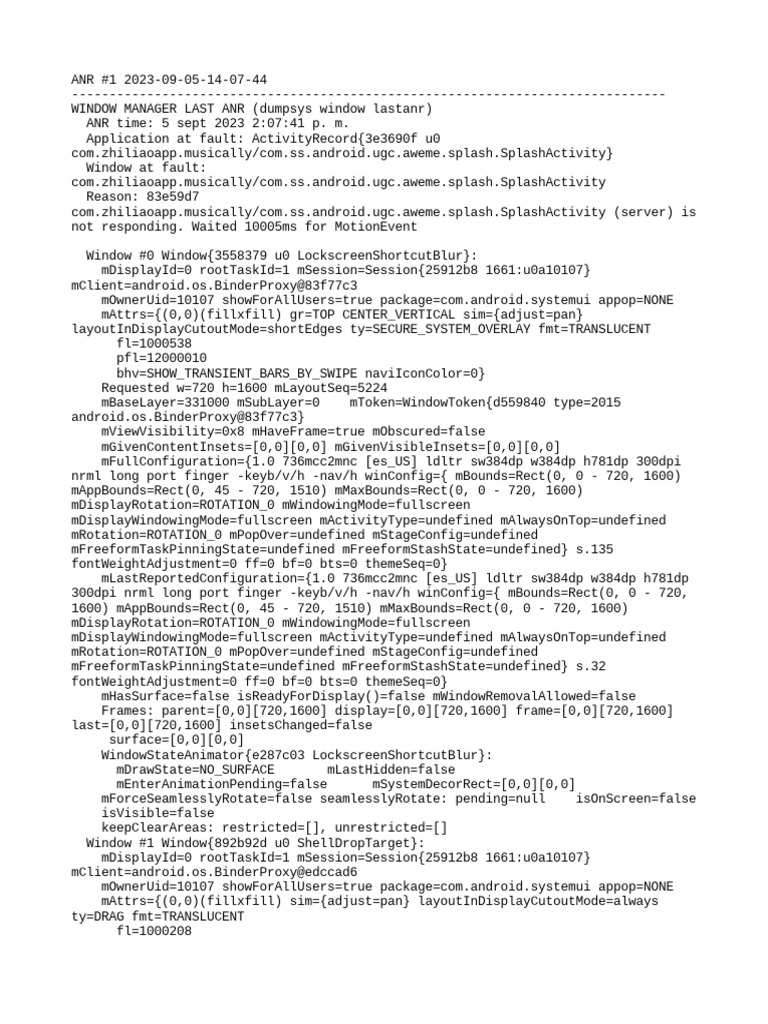 Dumpsys ANR WindowManager | PDF | Information Appliances | Mobile Computers