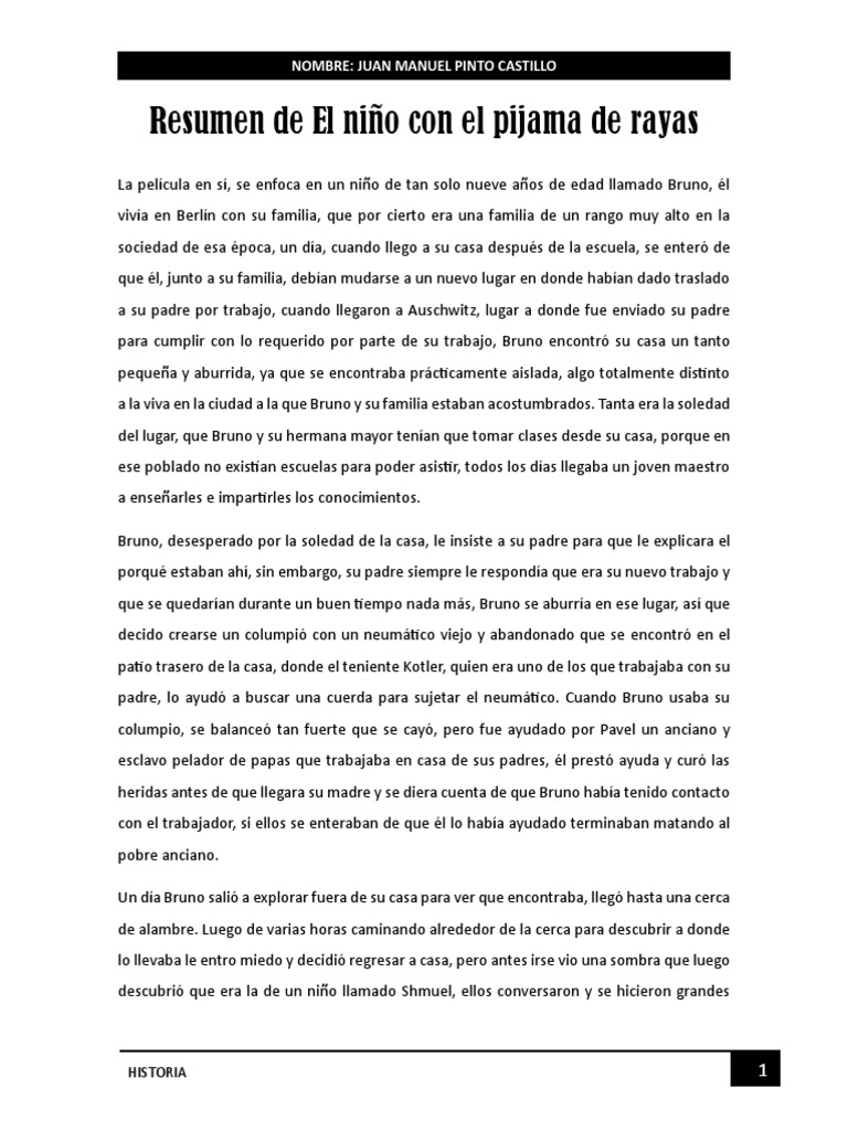 Resumen de El Niño Con El Pijama de Rayas | PDF
