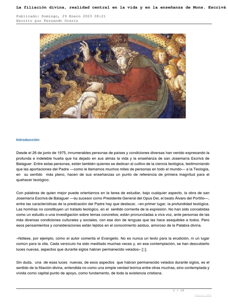 Fernando Ocariz - La Filiación Divina | PDF | Cristo (título ...