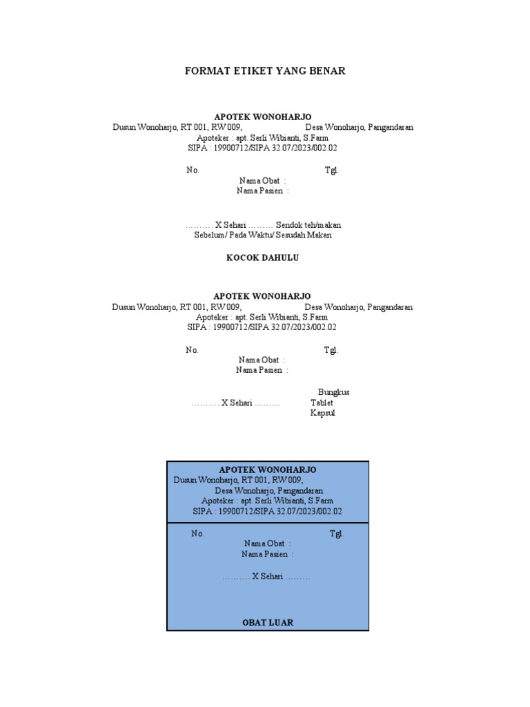 Format Etiket Yang Benar | PDF
