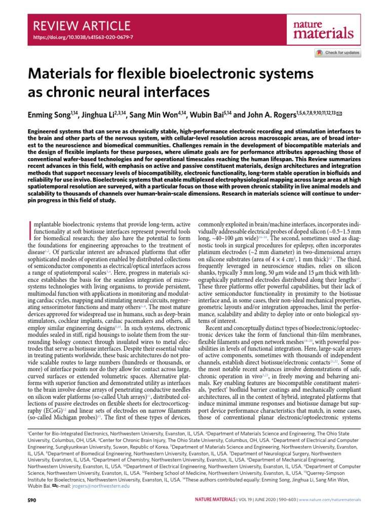 Materials For Flexible Bioelectronic Systems As Chronic Neural ...