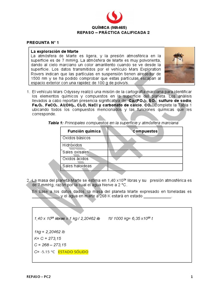 Ma465 s07 s19 Rppc2 Repaso Pc2 | PDF | Solubilidad | Dióxido de carbono