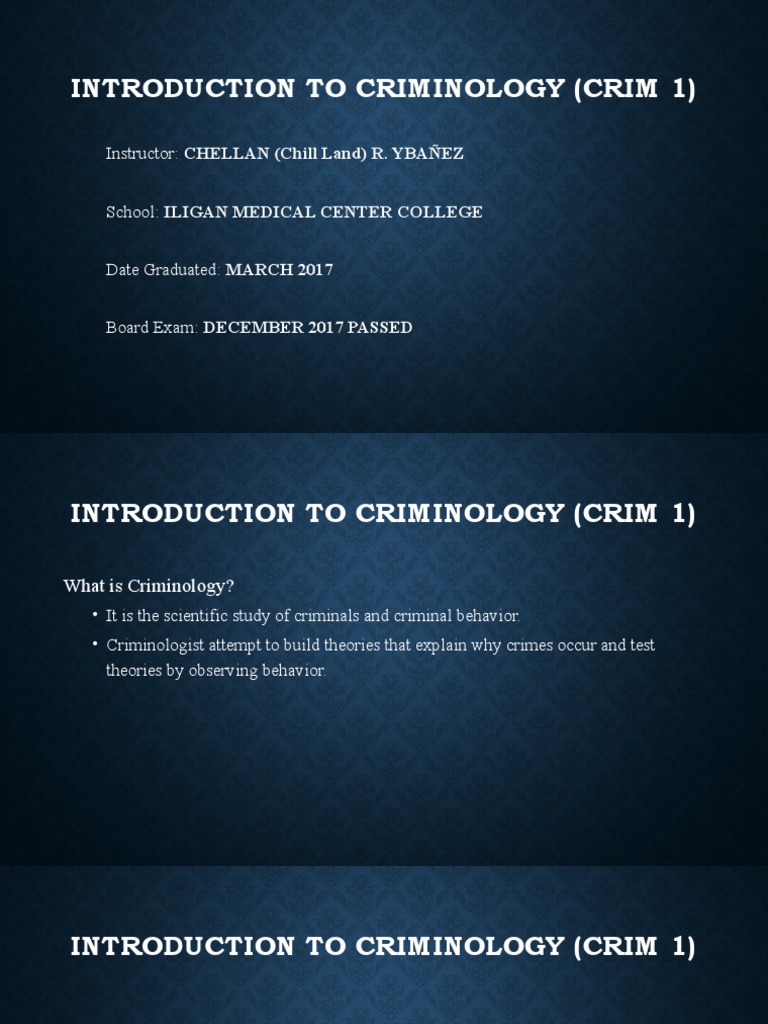 Introduction To Criminology (Crim 1) | PDF