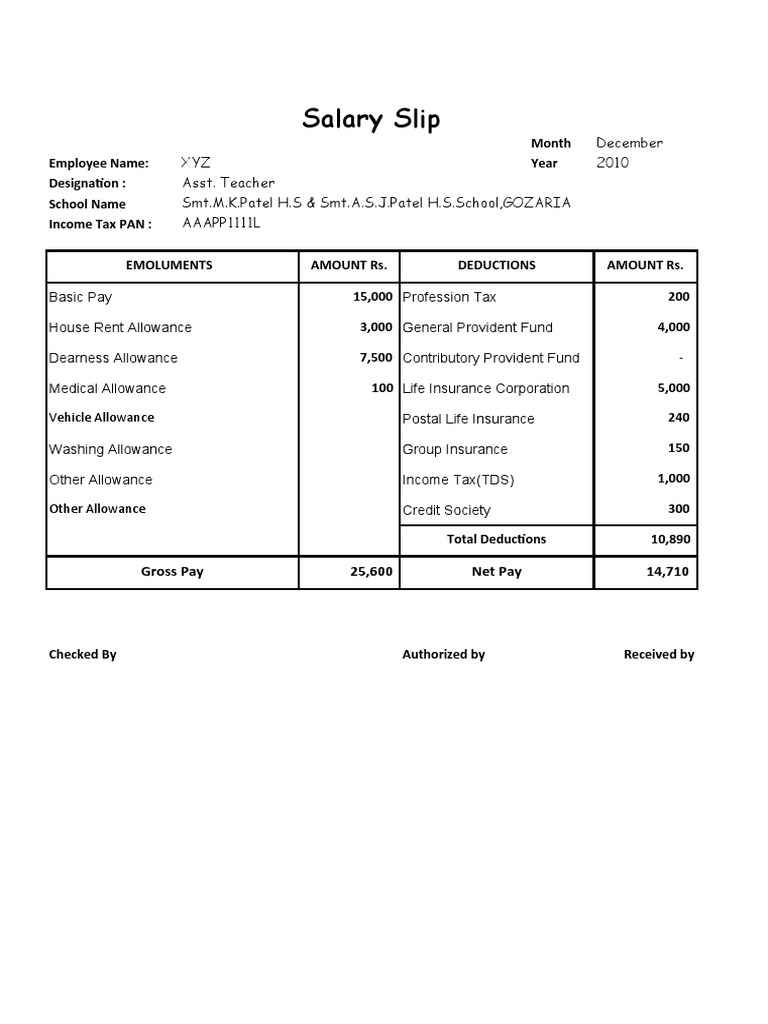 Salary Slip Template | PDF