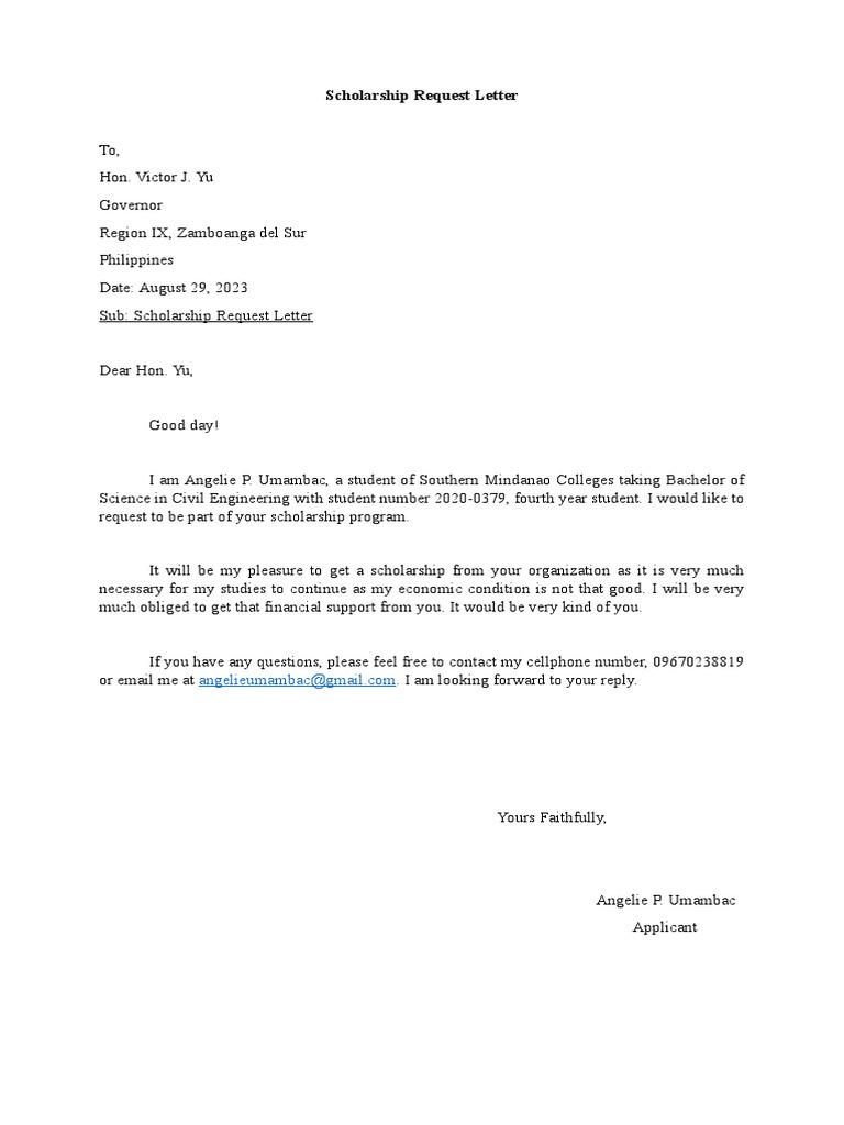 Scholarship Request Letter | PDF