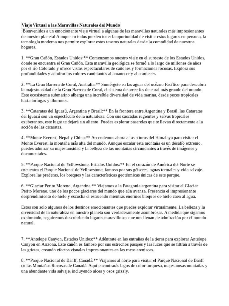 Viaje Virtual A Las Maravillas Naturales Del Mundo | PDF | Montañas ...
