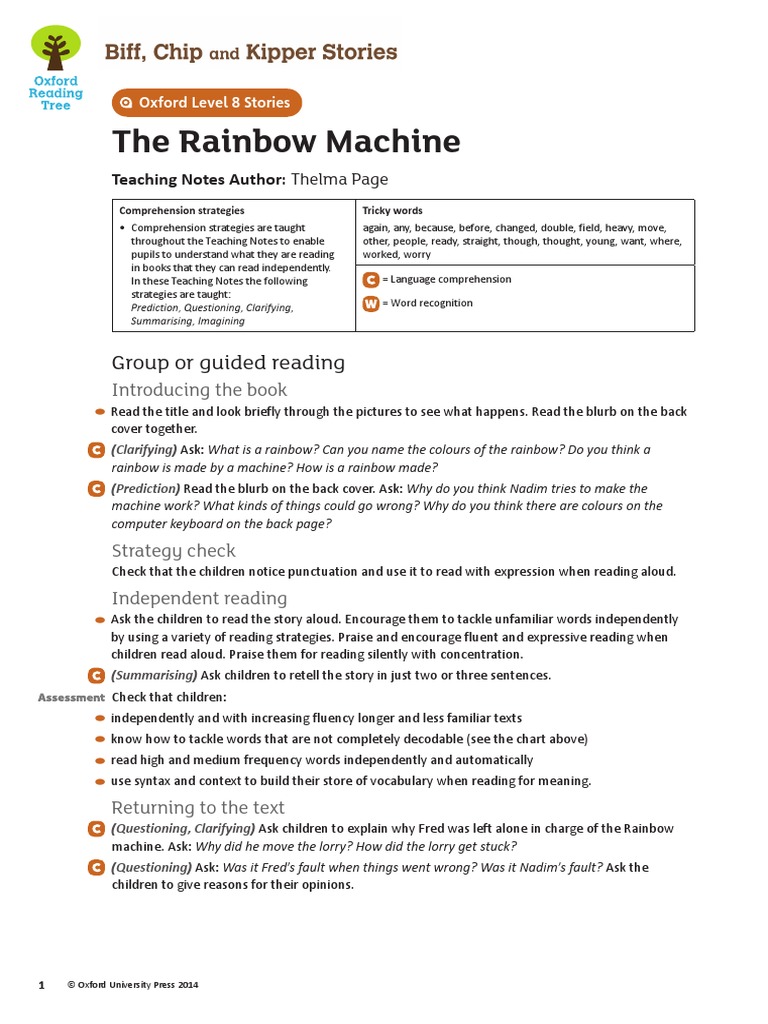 Teaching Notes for "The Rainbow Machine" | PDF | Reading Comprehension ...