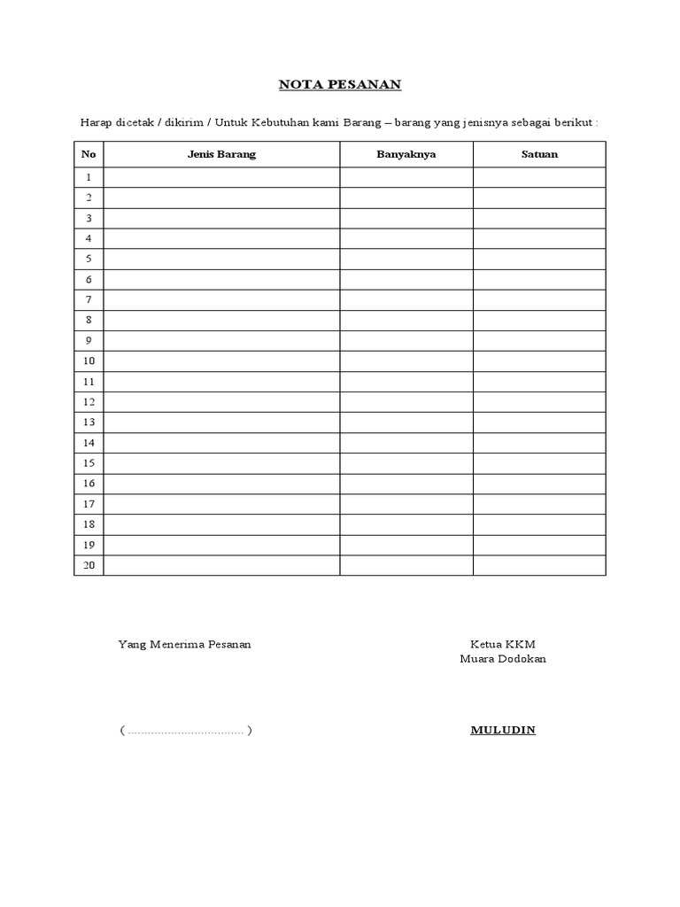 Nota Pesanan Stunting | PDF