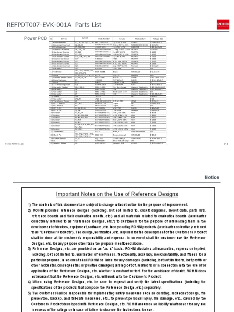 REFPDT007-EVK-001A PartsList e | PDF | Tort | Damages