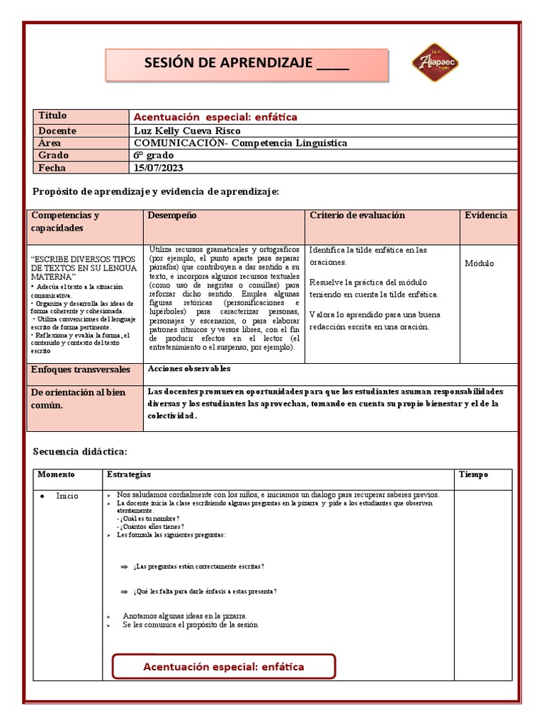 COMP LING 6TO Tilde Enfática | PDF | Aprendizaje | Comunicación humana