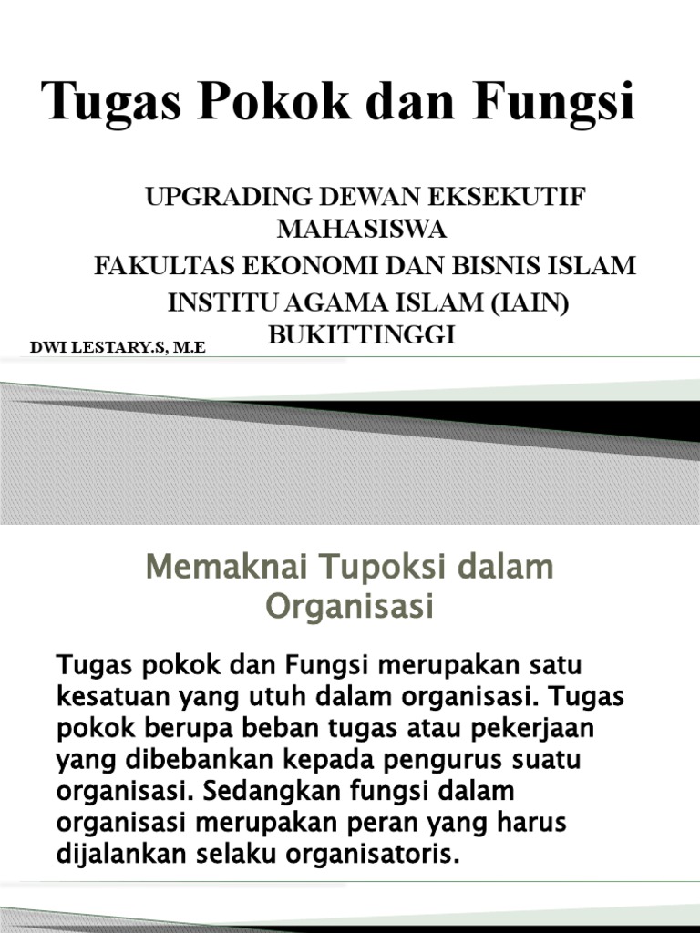 Tugas Pokok Dan Fungsi Organisasi | PDF