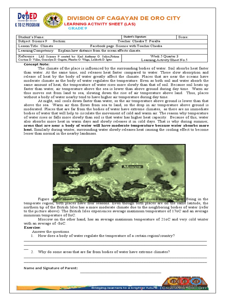 Grade 9 Science Third Quarter Activity | PDF | Water | Climate