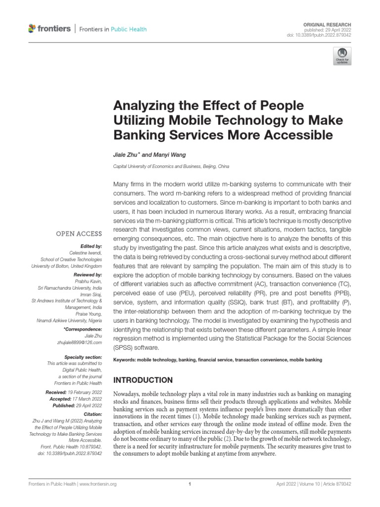 Jiale Zhu and Manyi Wang - 2022 | PDF | Banks | Usability