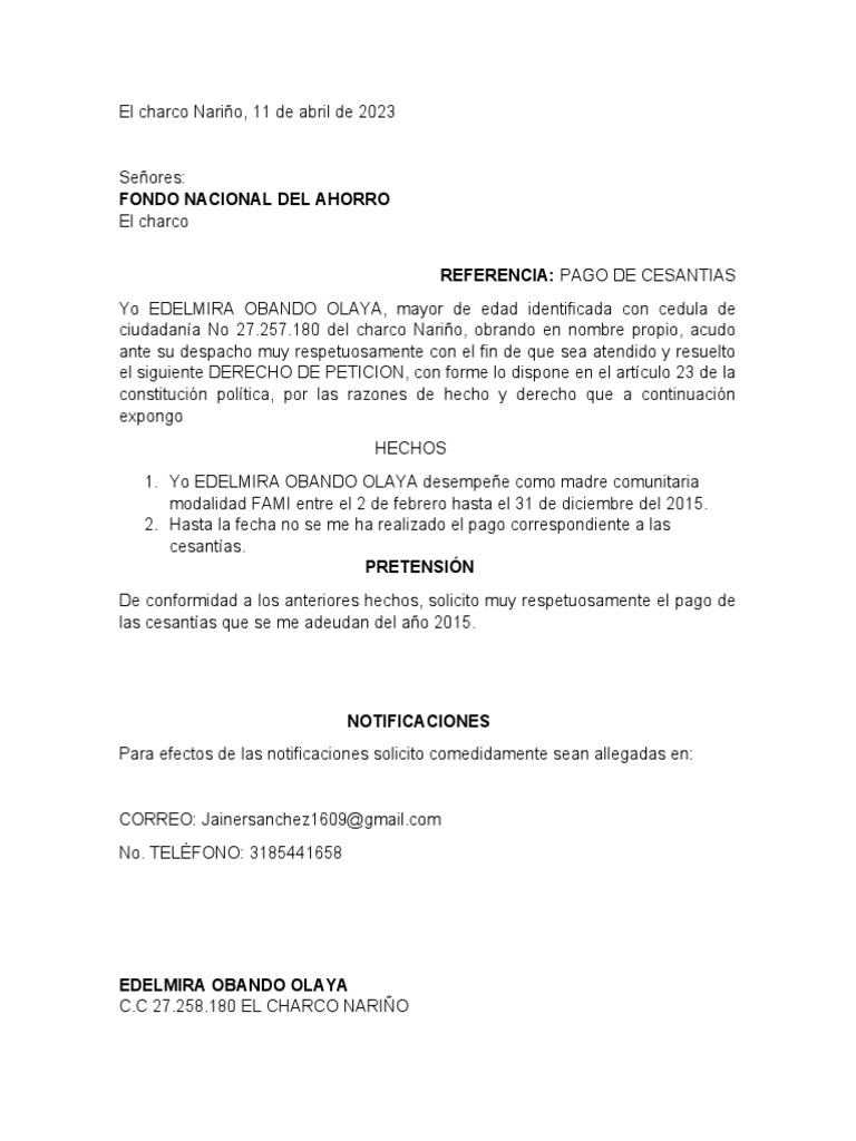 DERCHO DE PETICION Edelmira Obando | PDF