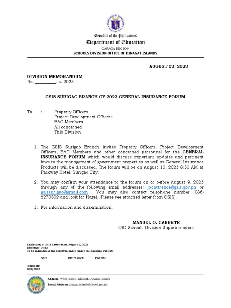 GSIS Insurance Forum Invite | PDF