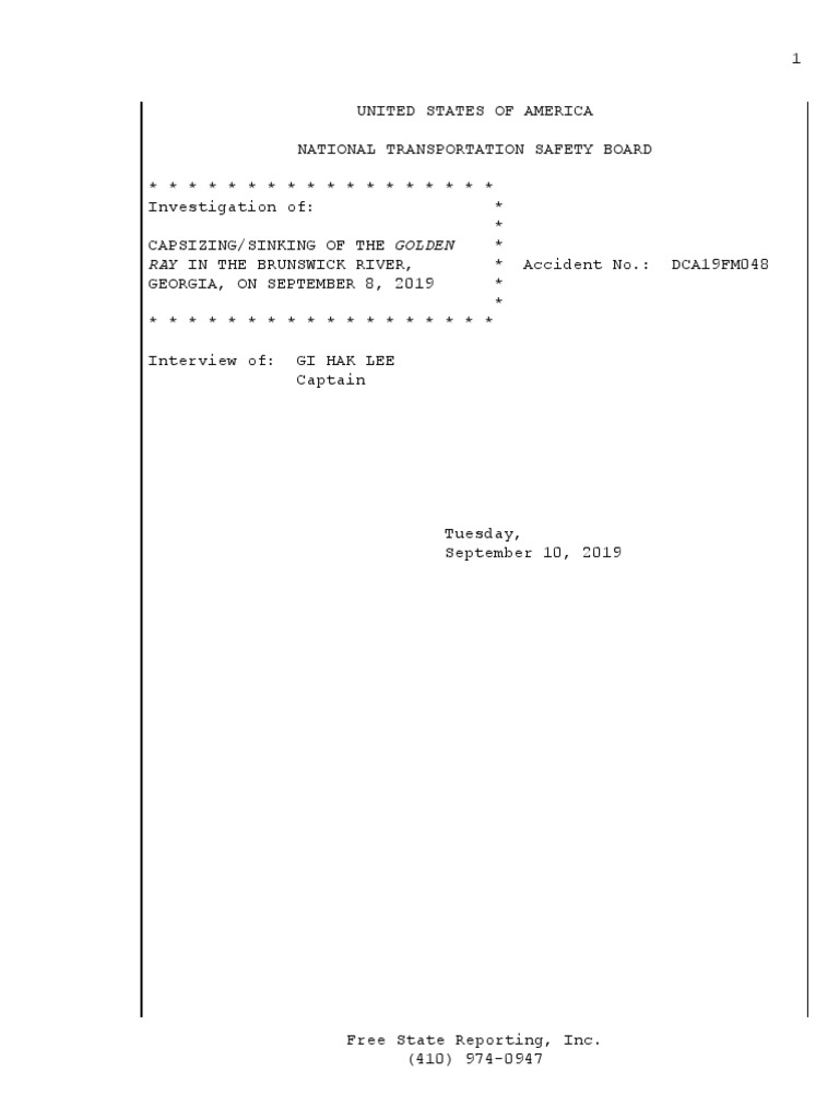 Golden Ray Interview Captain Redacted Rel Pdf Tugboat Port And