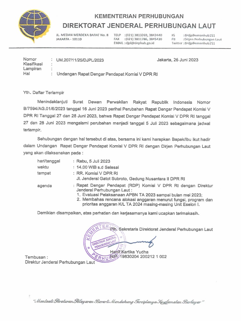 Undangan Rapat Dengar Pendapat DPR RI | PDF