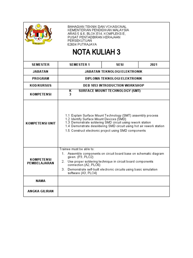 Nota Kuliah 3 Deb 1053 | PDF