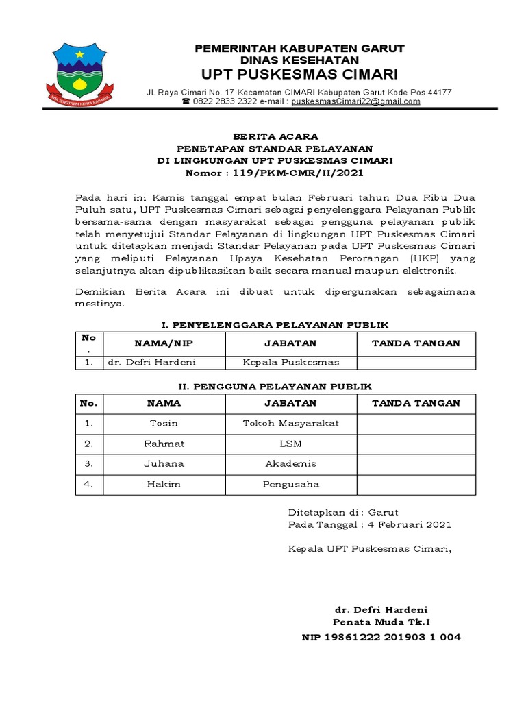 Berita Acara Penyusunan SP 2021 | PDF