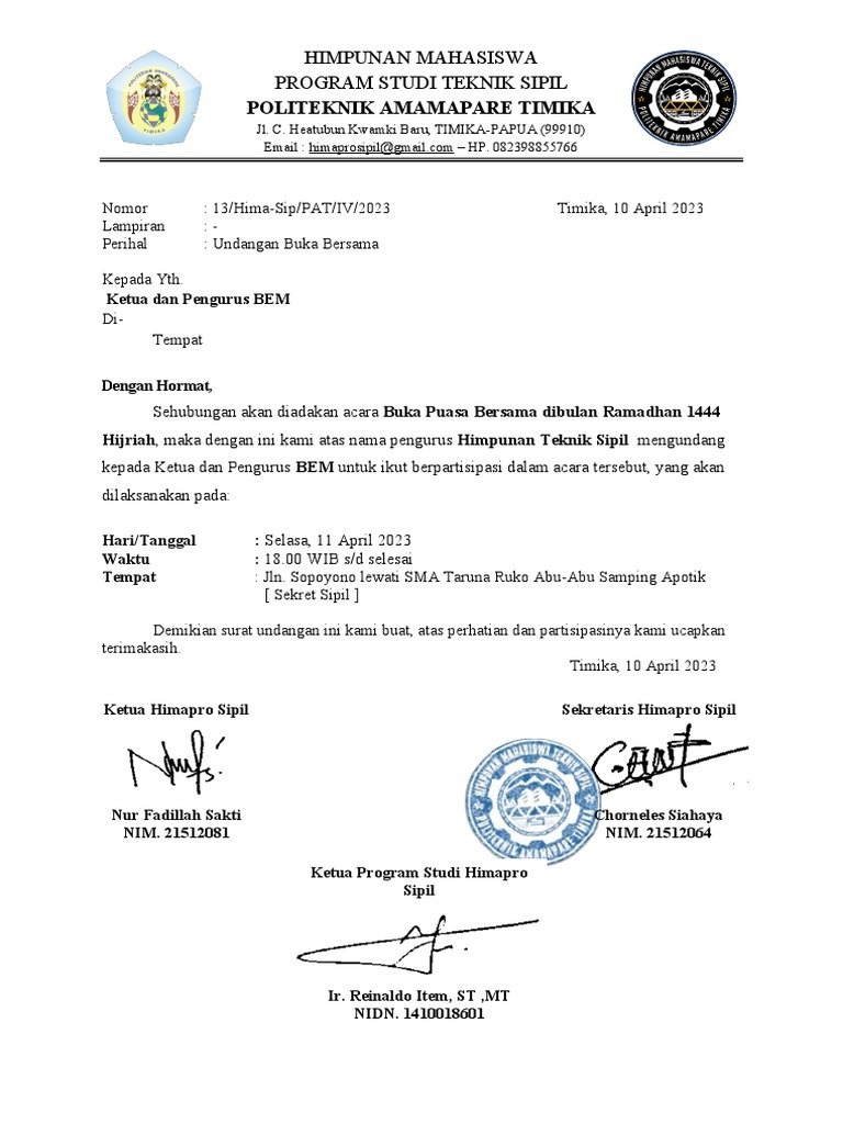 Surat Undangan (Bem) | PDF