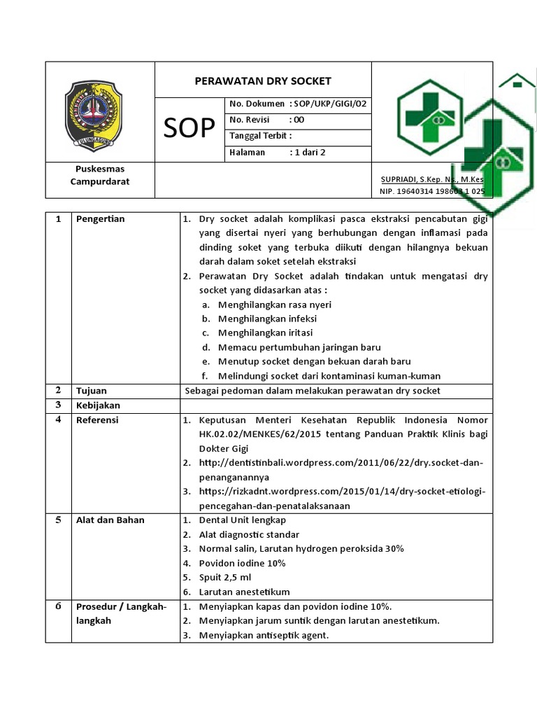 Perawatan Dry Socket | PDF