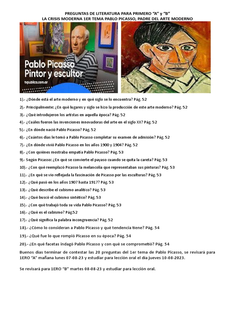 PREGUNTAS DE LITERATURA PARA PRIMERO A y B | PDF